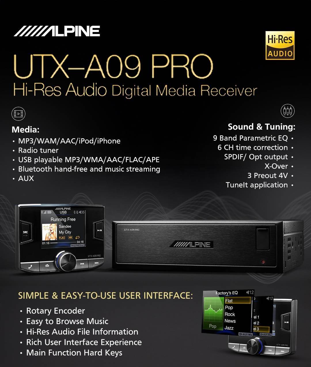UTX-A09 PRO پخش صوتی آلپاین Alpine - ایران کارادیو